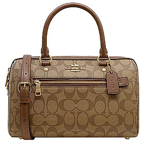 COACH Rowan Satchel In Signature Canvas (IM/Khaki Saddle)