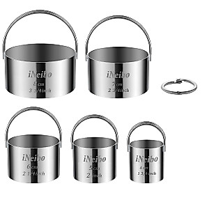 iNeibo Biscuit Cutter Set, Cookie Cutter, Round Shape Circle Scone Cutters, Pastry Dough Baking Cutter, Shapes Pastry Cutter for Dumpling Skin Cutters, Dough, Pastry, Donut, Fondant, DIY, Cake Décor