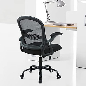 Office Chair,Ergonomic Home Office Chair,Breathable Mesh Task Chair,Adjustable Mid-Back Computer Chair,Desk Chair with Flip-up Armrests,360° Swivel Office Chairs with Memory Sponge Cushion,Black