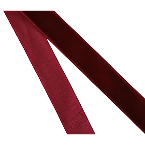 Abbaoww 11 Yards Vintage Burgundy Velvet Ribbon 5/8 Inch Single Face Velvet Ribbon for Gift Wrapping Wedding Decoration DIY Project