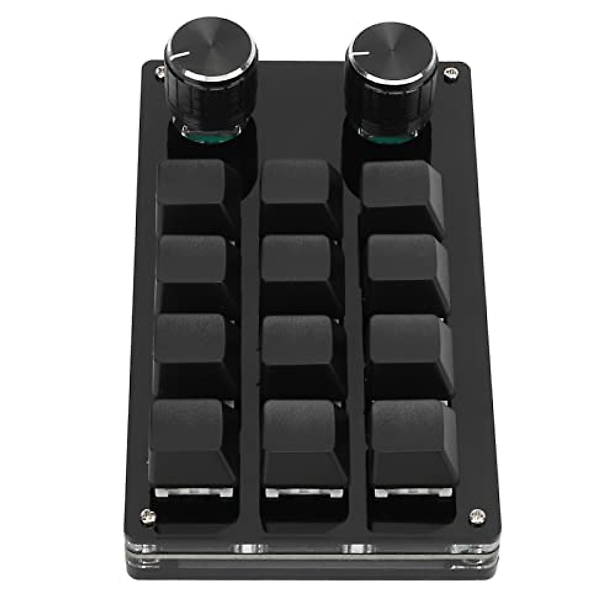 Cuifati One Handed Macro Mechanical Keyboard, 12 Key Mini Programmable Micro Keyboard, Fully Programmable Keys and 2 Knob, for, for Vista, for, for Macos(Full Black)