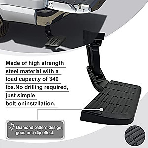 75312-01A  7531201A Truck Bed Side Step Retractable Bumper Step for F150 Pick up Truck 2015-2020 Bumper Step Tailgate Step Truck Bed Step,Black