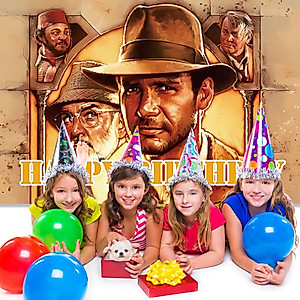 Indiana Jones Party Supplies, 5x3FT Indiana Jones Happy Birthday Party Banner Indiana Jones Party Decoration Backdrop Background for Baby Shower Girls and Boys