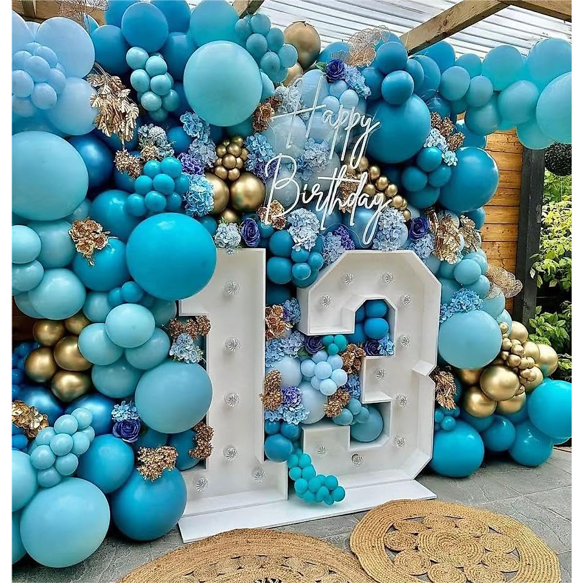 MOXMAY 102 Pieces Teal Blue Balloons 18In 12In 10In 5In Different Sizes Party Balloon Kit for Birthday Halloween Christmas Wedding Baby Shower Bride Party Decoration (Teal Blue)