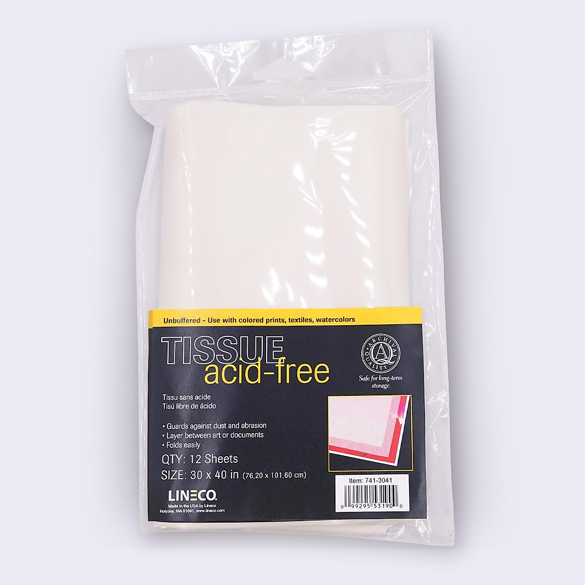 Lineco, Acid-Free Unbuffered Interleaving Tissue Paper for Storage, 30 x 40 Inches, Protect and Separate Prints, Documents, Letters, Newspaper (Pack of 12)