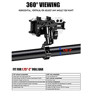 ZIDIYORUO Anti-Vibration Phone Holder for UTV/SXS Off-Road Riding, One Hand Operation Aluminum Heavy Duty Cell Phone Mount, Easy Install iPhones or 4.7"-7.1" Cell Phones on 1.75"-2" Roll Cage