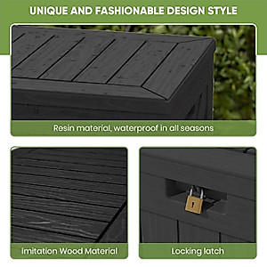 VICTONE 120 Gallon Large Deck Box, Outdoor Lockable Storage Box for Gardening Tools, Waterproof Deck Box for Patio Furniture, Black
