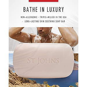 St. John No. 77 Luxury Soap Bar for Men 3X Triple Mille Bath, Body, Shower Soap Bar. 7 Oz Premium Creamy Scented Lather. Best smelling, selling soap bar for guys. Olive Oil, Glycerine, Vitamin E.