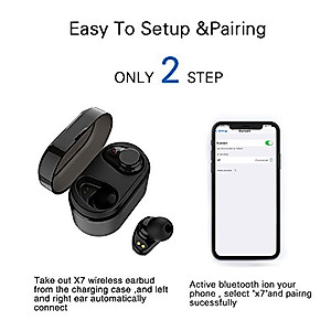 True Wireless Earbuds Langsdom X7 Mini Bluetooth 4.2 Headphones in-Ear Noise Isolating Earphones with Mic Smart Touch Control and Portable Charging Box for Samsung and More