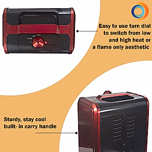 Comfort Zone 1,200W Electric Mini Fireplace Space Heater with Realistic 3D Flame, Stay-Cool Body, Carry Handle, Overheat Sensor, and Safety Tip-Over Switch, Ideal for Home, Bedroom, & Office, CZFP1