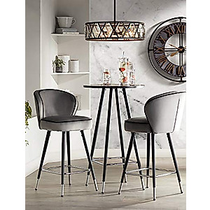 Regency Hill Lexington Black Pendant Chandelier 26" Wide Rustic Industrial Clear Crystal Glass Drum Shade 6-Light Fixture Dining Room House Foyer Entryway Kitchen Bedroom Living Room