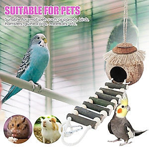 NOTRAK Natural Coconut Bird Nest, Coconut Hide, Cute Nest with Ladder for Home, Coconut Bird Shell Breeding Nest for Home, Garden, Yard, Universal Bird Hut with Rope for Birds, Reptiles and Mammals