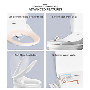 Hulife Electric Bidet Seat for Elongated Toilet with Unlimited Heated Water, Heated Seat, Warm Air Dryer, Touch Control Panel