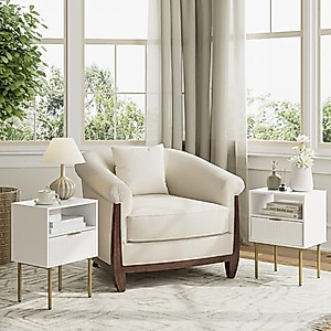 Aienvey Night Stand, Modern Bedside Table with Storage Drawer, Small Side Table with Open Wood Shelf, Bedside Furniture, Nightstand, End Table for Bedroom, Living Room, White