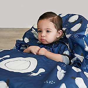 grabease Allover Waterproof Bib for Self-Feeding Infants and Toddlers, Machine Washable, Ages 6-24 Months, Navy