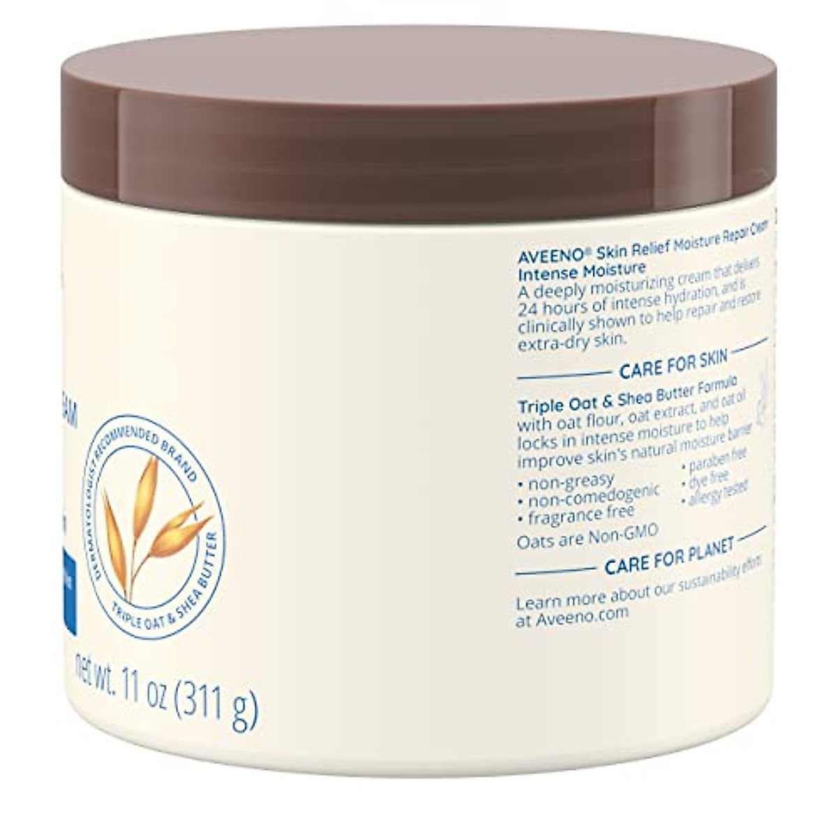 Aveeno Skin Relief Intense Moisture Repair Body Cream with Triple Oat & Shea Butter Formula, Helps Relieve & Restore Extra-Dry Skin with Long-Lasting Moisture, Fragrance-Free, 11 oz