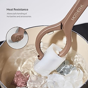 MOTHER-K Baby Bottle Tongs, Scissor Design, Multi-Functional, Anti-Slip & High-Temperature Resistant Pacifier Tongs (Brown)