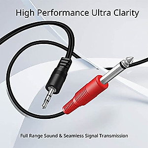 TNP 3.5mm Audio Cable to 6.35mm Dual TS Cable 10-Feet to to TRS Splitter Male Y-Connector 1/4 to 1/8 Audio Cable Stereo to Mono Adapter Cable Breakout Audio Connector