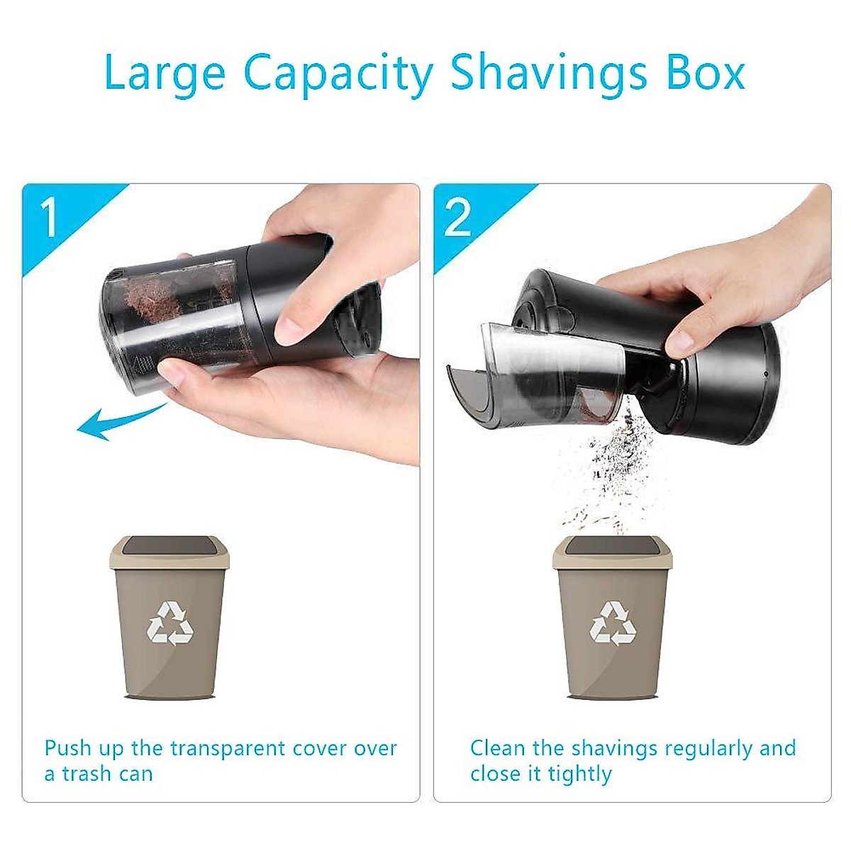 AFMAT Rechargeable Long Point Pencil Sharpener, 2 Holes, Fast Sharpen & Auto Stop, 8-17mm Super Long Point, Artist Pencil Sharpener for 6-9.6mm Large Pencil, Charcoal/Drawing/Sketching/Colored Pencils