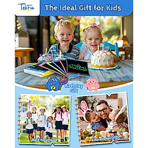 TEKFUN Kids Toys, 2Pcs LCD Writing Tablet with 4 Stylus, 8.5in Erasable Doodle Board Mess Free Drawing Pad for Kids, Car Trip Educational Toys Birthday for 3 4 5 6 7 Girls Boys