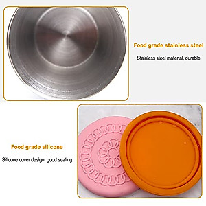 Salad Dressing Container To Go, Reusable Small Containers With Lids , Stainless Steel Condiment Containers With Silicone Lids, Small Sauce Containers For Lunch Box, Easy Open, Leakproof(3 Pack,70ml)