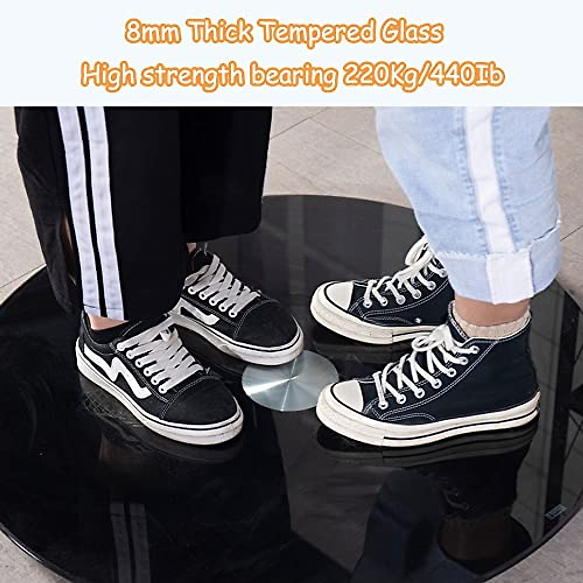 27inch Black Tempered Glass Lazy Susan Turntable For Dining Table, Large Swivel Tray Serving Plate With Flat Polished Edge, Easy To Clean (Size : 68cm/27")