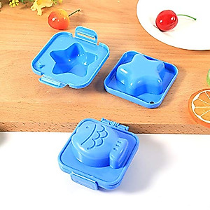 Qiilu Egg Molds, 6Pcs Set Food Grade PP Plastic, Decorative Food Shaping for Boiled Eggs, Box Preparation, Cute Shapes - Rabbit, Bear, Fish, Car, Star, Love Heart