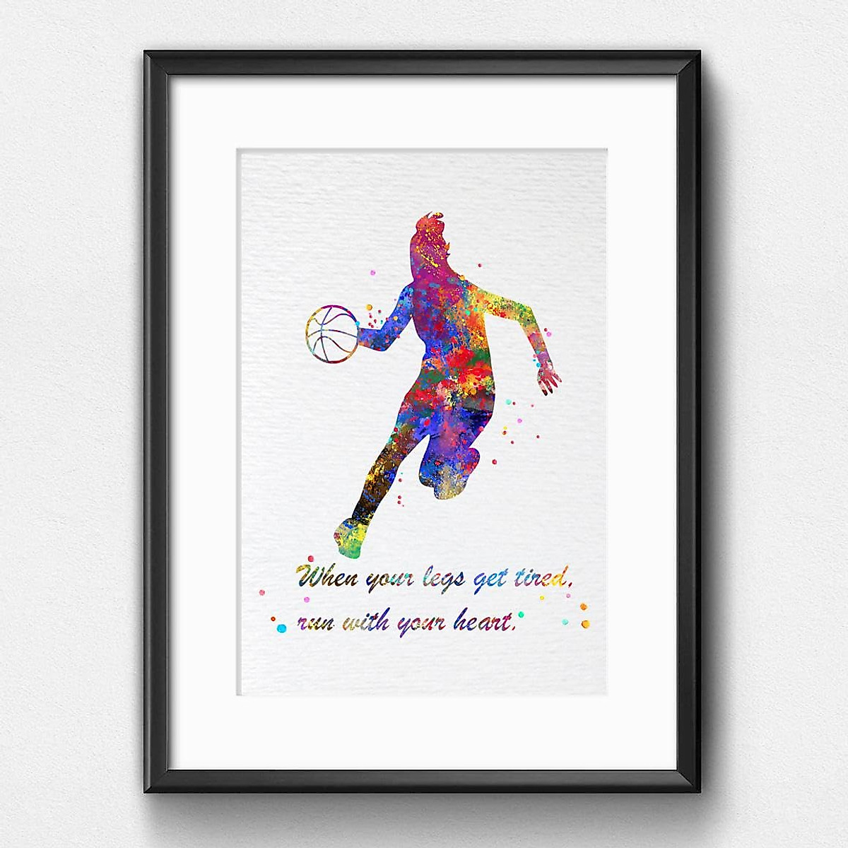 Dignovel Studios 8X10 Unframed Basketball Girl When Your Legs Get Tired Motivational Watercolor Art Print Poster Housewarming Wall Giclee Office Home Decor DN521