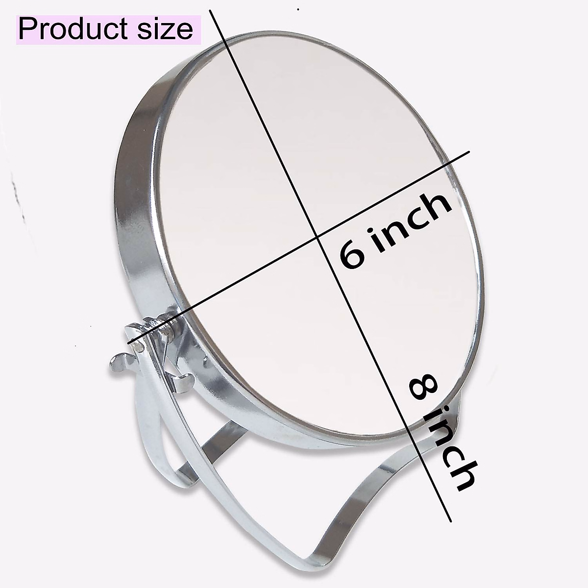 WMugthome Two-Sided 4-In/6-in with Handle Portable Round Makeup/Travel/Desk Mirror with 1X and 3X Magnification(Silver, 6inch)