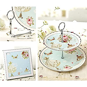Cake Stand Afternoon Tea Snack Rack Pastry Dessert Rack Ceramic Cake Rack Double Tray Home Snack Tray Retro Fruit Tray Shop Party Cake Holder