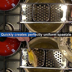 Premium Grade Stainless Steel Spaetzle Maker with Comfort Grip Handle Traditional German Egg Noodle Maker