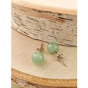 Jade Earrings for Women Jade Stud Earrings Jade Earrings for Men 6mm Sphere Lighter Green Jade Studs Graduation Gift Birthday Anniversary Holidays(A Pair of Studs, Lighter Green, 6mm Sphere)
