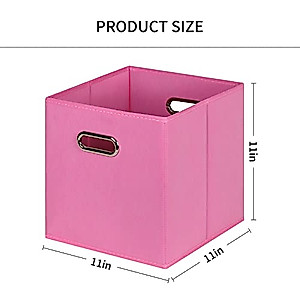 DABEACT Fabric Cubes Storage Containers ,Foldable Storage Bins Cubes Organizer Baskets with Dual Handles for Shelf Closet Set of 3,(Pink)