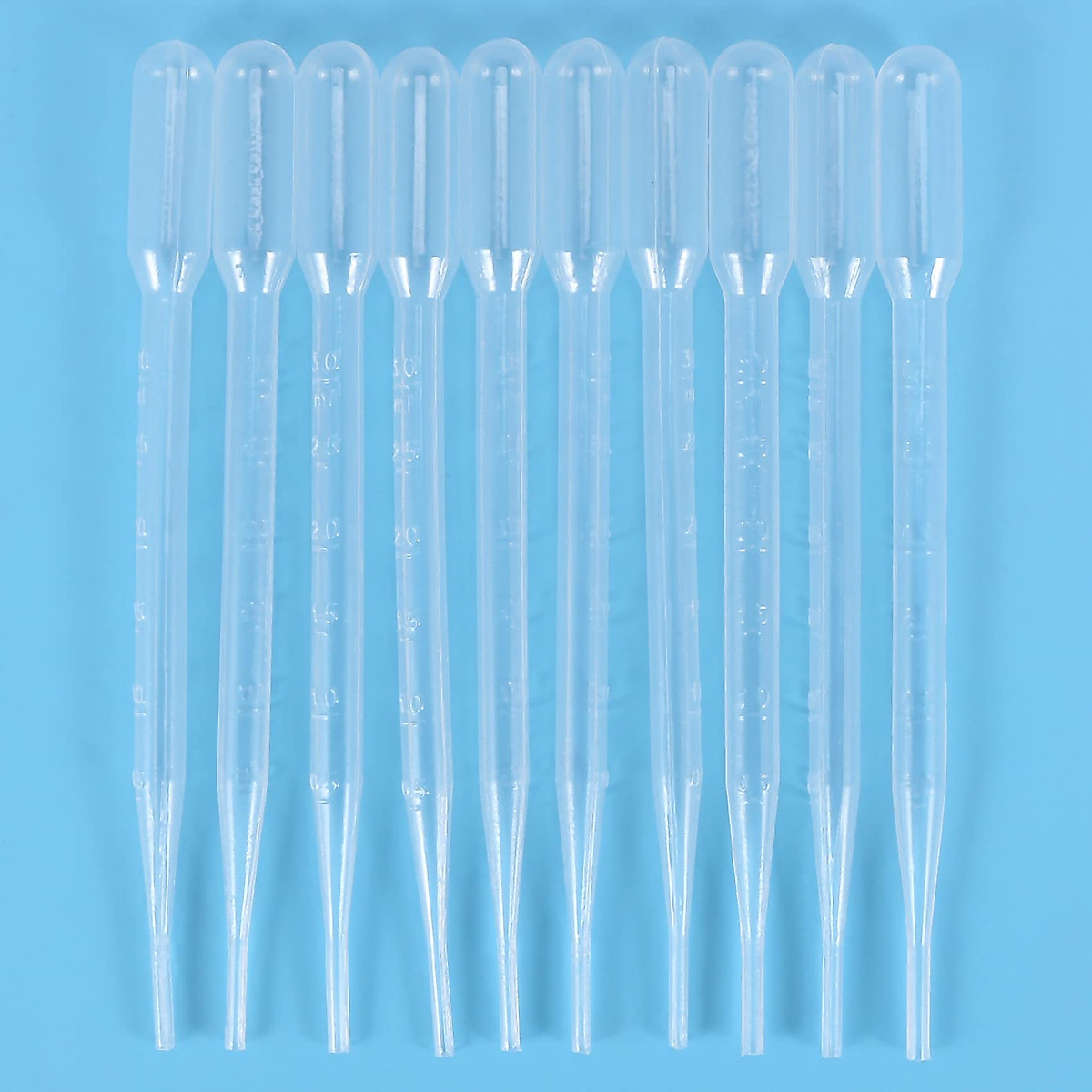 Srutueo 10pcs 3ML Disposable Plastic Eye Dropper Set Transfer Graduated Pipettes