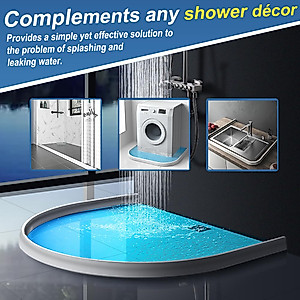 KRUI Collapsible Shower Threshold Water Dam, 39 In, Self Adhesive Shower Edge Water Barrier Stopper, Shower Water Blocker Retention System, Dry and Wet Separation for Bathroom Kitchen Countertop Sink