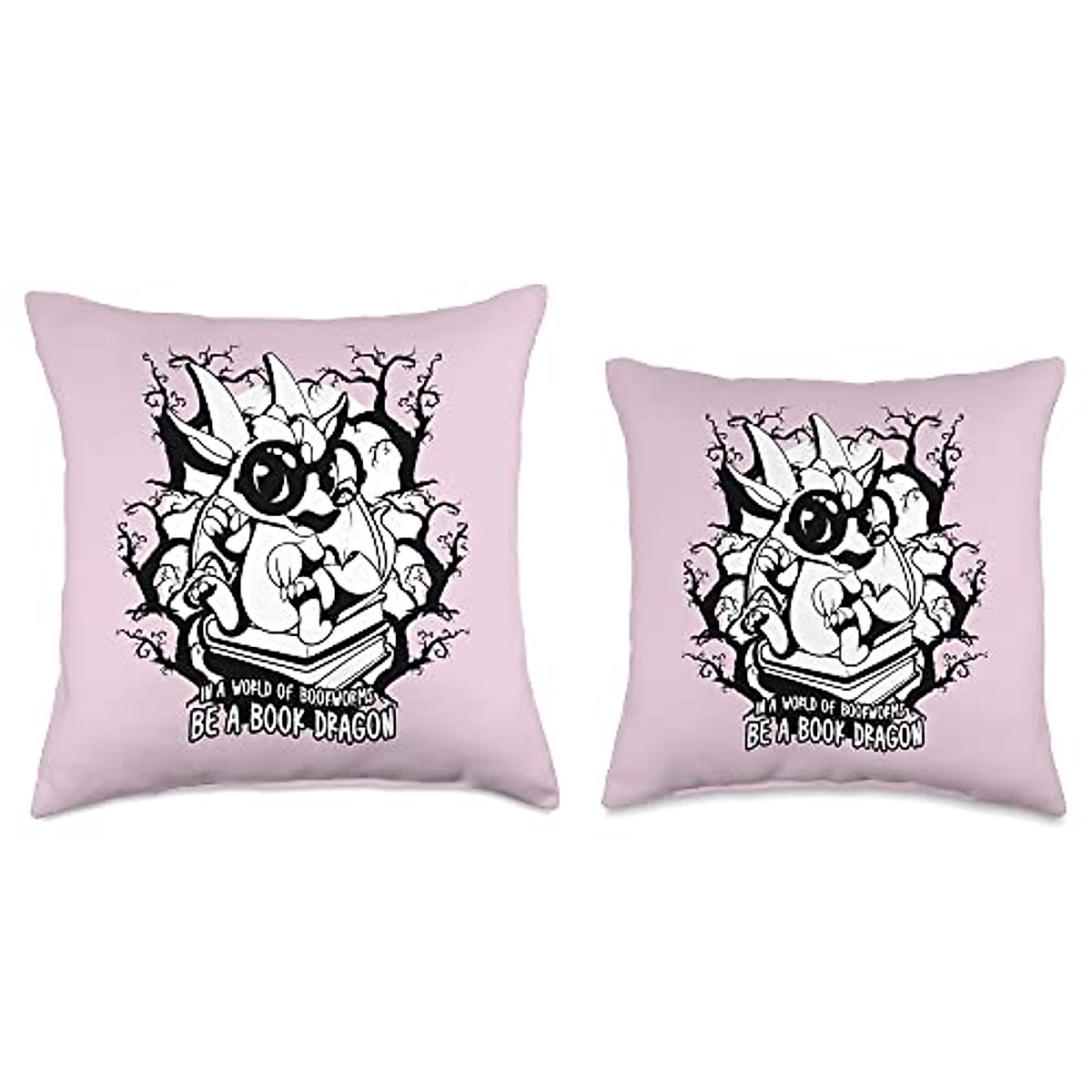 book lovers gift ideas and other cool stuff Funny Nerd Book Lover Cute Anime Dragon Throw Pillow, 16x16, Multicolor