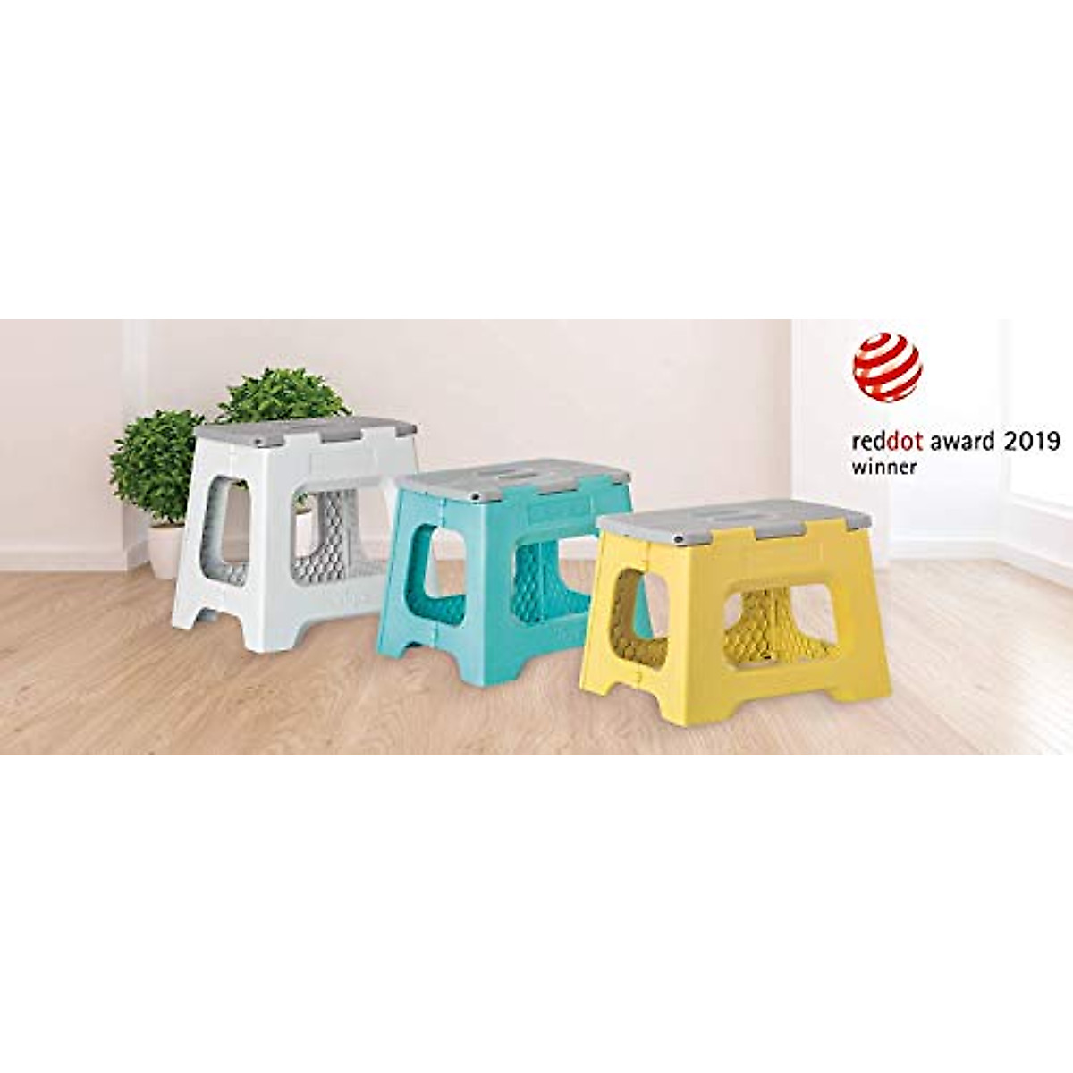 Vigar Compact Foldable 2-Step Stool, 16 inches, Lightweight, 330-pound Capacity Non-Slip Folding Step Stool, Gray