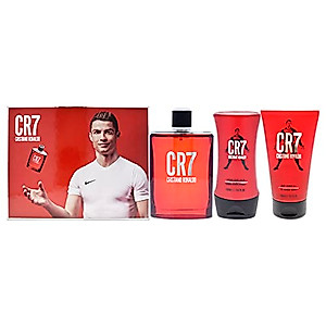 Cristiano Ronaldo CR7, 3 pc - Aftershave for Men - Woody Fragrance Body Spray and Shower Gel Gift Set for Men - Scent of Bergamot, Lavender, Cardamom
