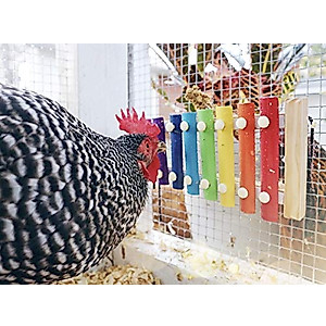 Vehomy Chicken Xylophone Toy for Hens Wood Xylophone Toy with 8 Metal Keys Chicken Coop Pecking Toy Chicken Coop Pecking Toy