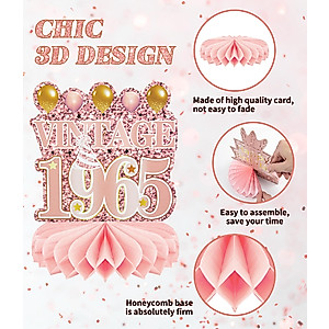9 Pcs 60th Birthday Decoration for Women Happy 60th Birthday Table Honeycomb Decorations Rose Gold Pink Centerpieces Tables Toppers1965 Decor Cheers to 60 Years Old Birthday Party Favors