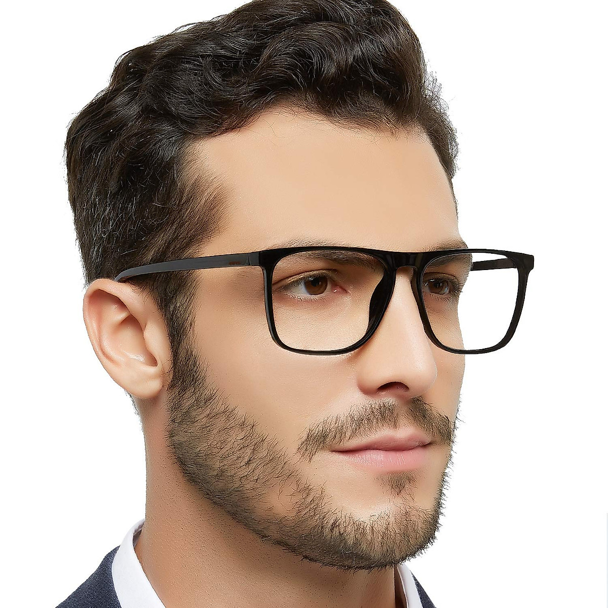 MARE AZZURO Reading Glasses Men Square Reader 0 100 125 150 175 200 225 250 275 300 350 400 500 600 (Black 1.25)