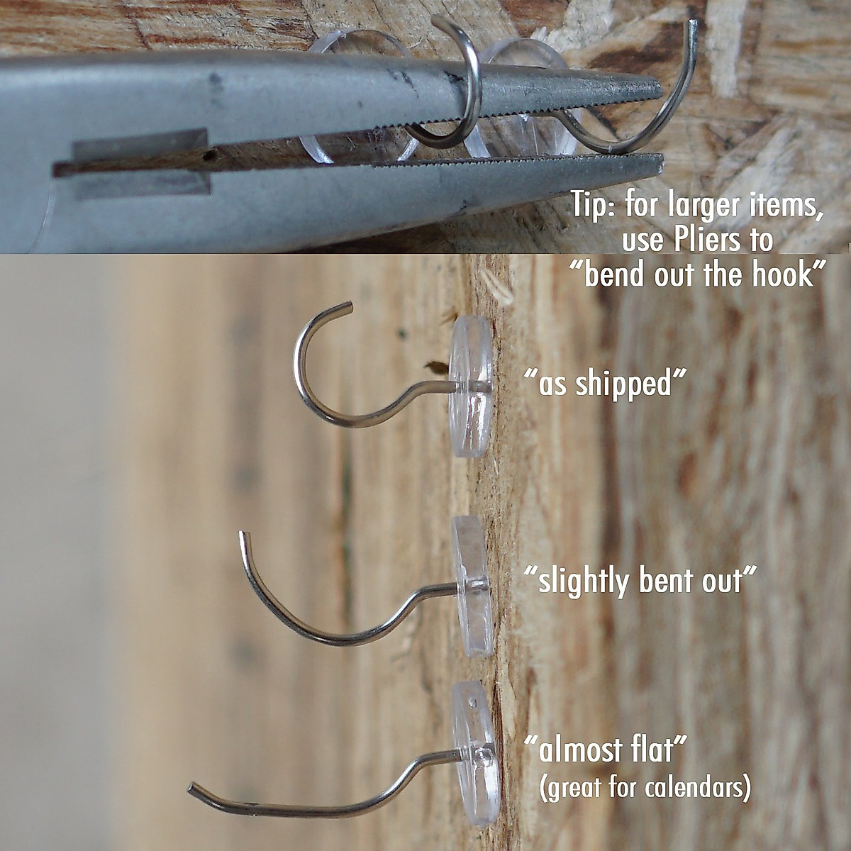 CraZy TACKz 36 Tacks - 2 in 1: Push pin Hook tack - New Invention Hang 100's of Items Interior or Exterior Decor at Home, School, Office, DIY, for Party or Holiday (Clear, 36pc)