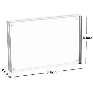 Meetu 5 Pack Acrylic Picture Frame 6x8,Clear Freestanding Double Sided 20mm Thickness Frameless Magnetic Photo Frames Desktop Display with Gift Box Package