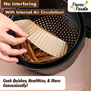 100 Pack Square and 100 Pack Round Air Fryer Disposable Paper Liner, Non-Stick Air Fryer Parchment Paper Liners, Fit 5-8 QT