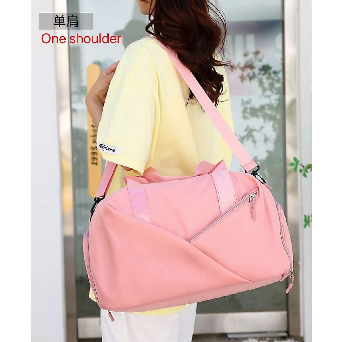 Sports bag, leisure bag, fitness bag, travel bag Womens Sports Gym Bag Backpack Travel Duffle Bag with Wet Pocket Shoes Compartment, Overnight Bag Foldable Pink outdoor (pink)