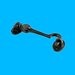 Renovators Supply Manufacturing Door Latch Lock 4.5 in. Black Wrought Iron Swivel Style Hook and Eye Latch for Door with Mounting Hardware