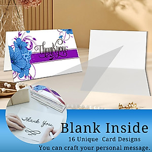 32 Thank You Cards with Envelopes Matching Stickers and Storage Box, 4 x 6 Inch Blank Thank You Greeting Cards Thank You Note for Graduation, Baby Shower, Wedding, Business, Mom, Father, Doctor, Teachers