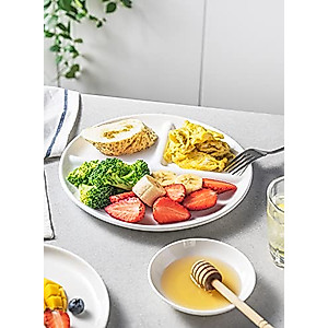 Sweese Portion Control Plates Set of 2, 9 Inch Divided Plates for Adults, Porcelain Dinner Diet Plates for Balanced Meal Building and Weight Loss- White 173.201