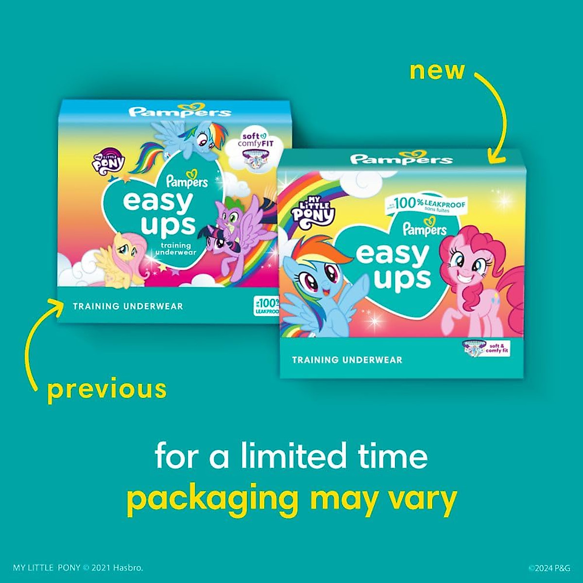 Pampers Training Pants - Easy Ups Girls & Boys - Size 5T-6T, 15 Count, My Little Pony Potty Underwear (Packaging May Vary)
