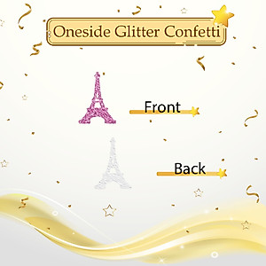 100pcs Eiffel Tower Confetti, Pink Glitter Paris Party Table Confetti, Paris French Theme Party Paper Scatters, Baby Shower/Bridal Shower Party Table Decoration